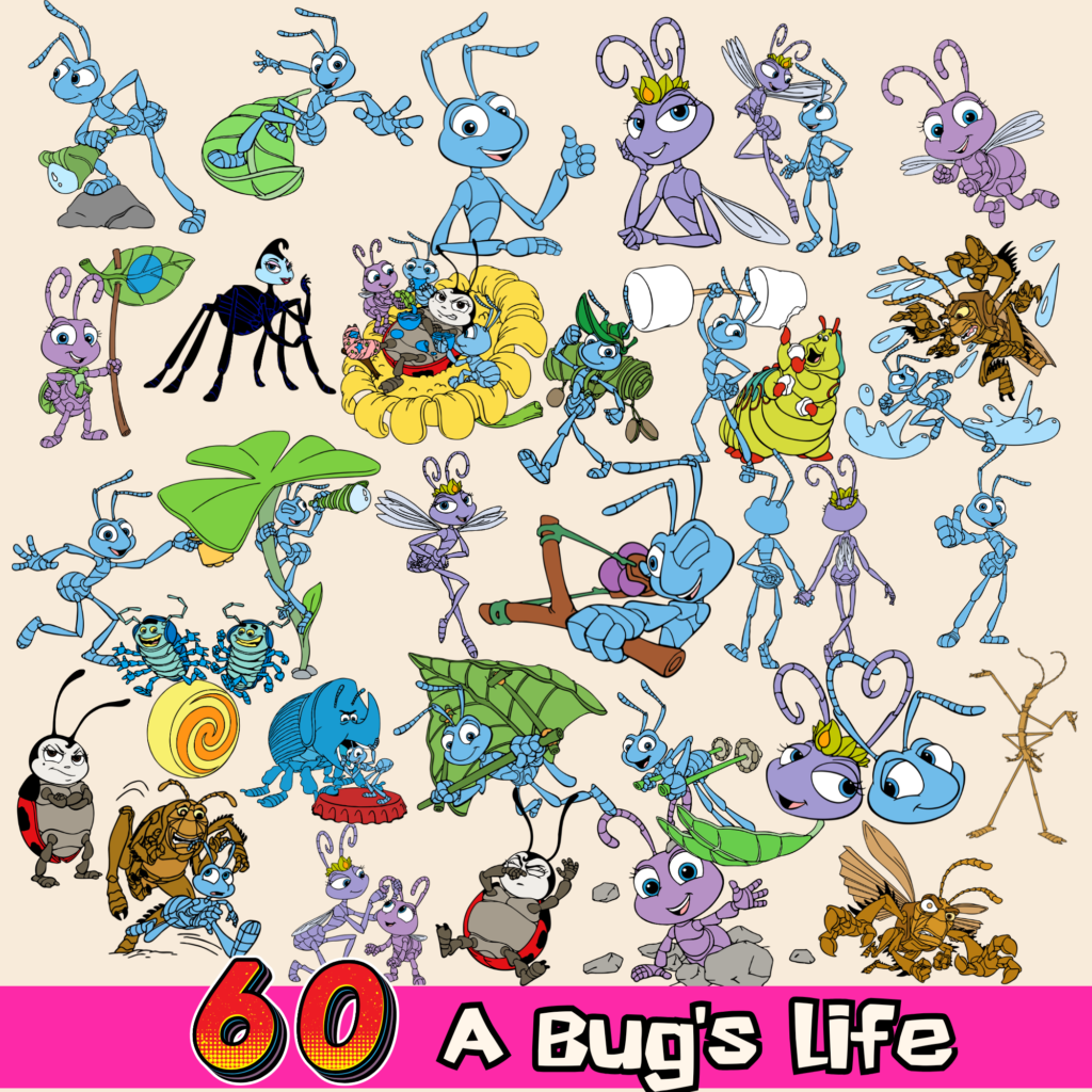 60 A Bug's Life, PNG,SVG Character cartoon Clipart, Instant Digital ...